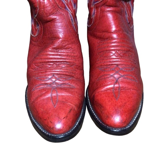Larry Mahan | Shoes | Vintage Larry Mahan Boots Tall Red Leather Size ...